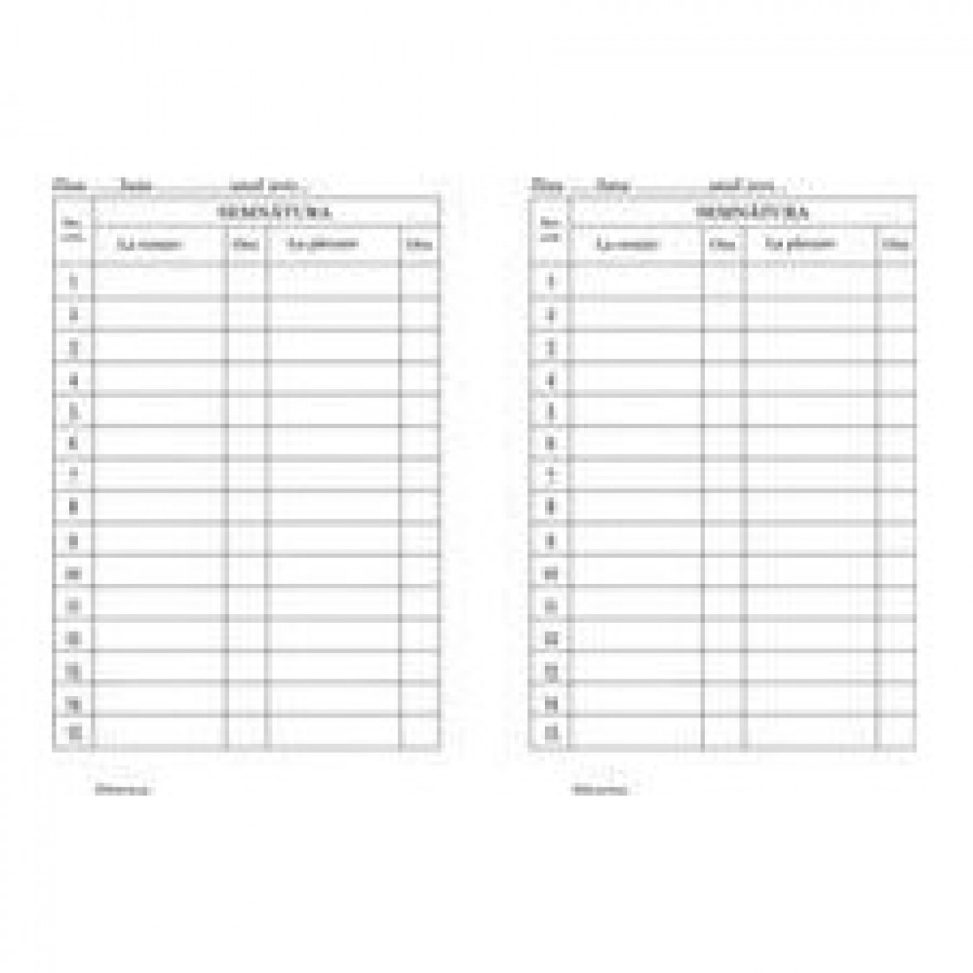 Condica de prezenta, format 1/2A4, tipar fata/verso, 50 file/carnet